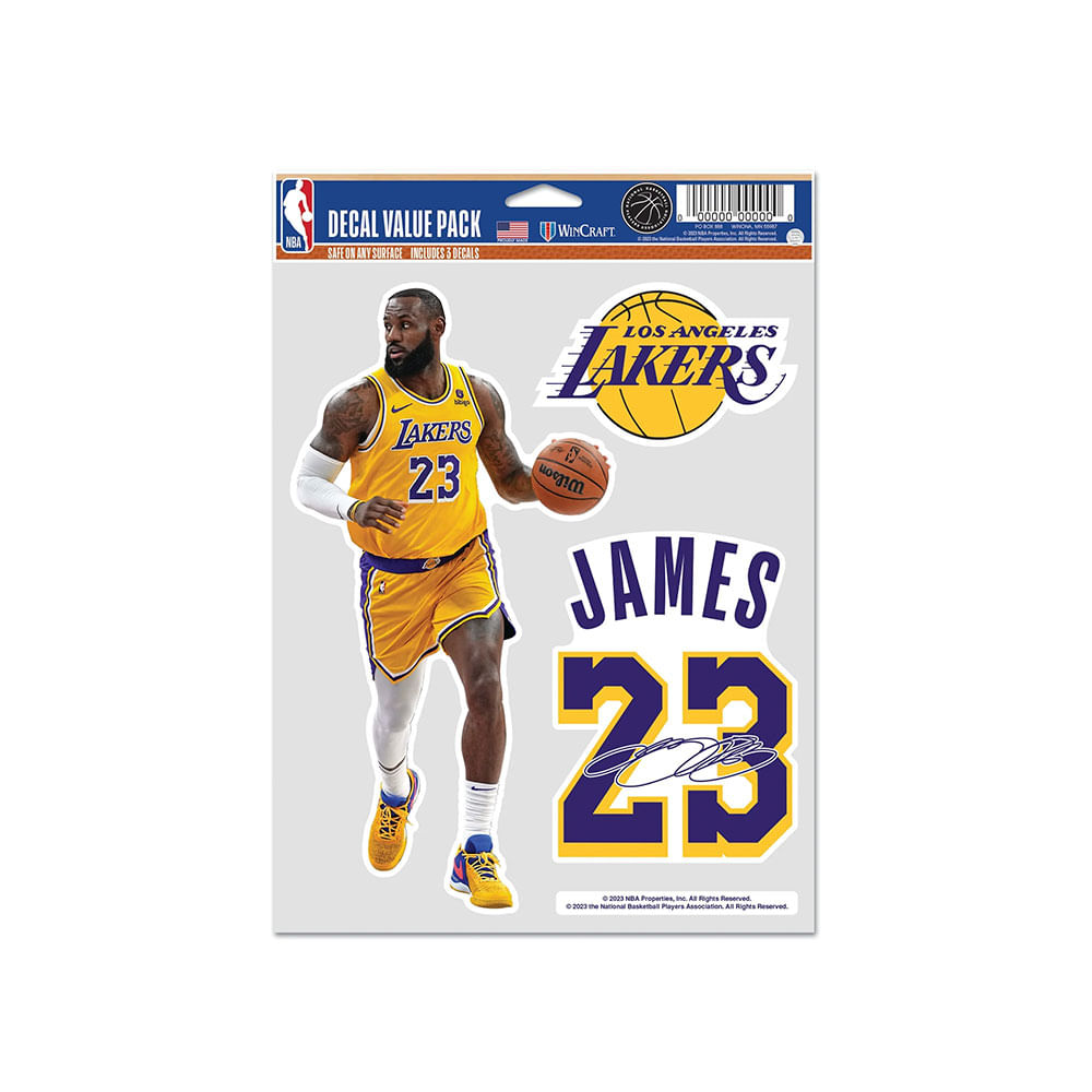 STICKERS WINCRAFT LOS ANGELES LAKERS MULTI USE 3 FAN PACK LEBRON JAMES ...